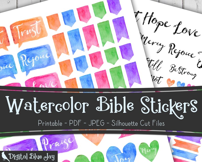 Bible Journal Stickers, Printable Watercolor Stickers, Bible Journaling ...