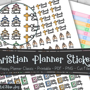 Christian Printable Planner Stickers, Church Stickers, Silhouette Cut ...