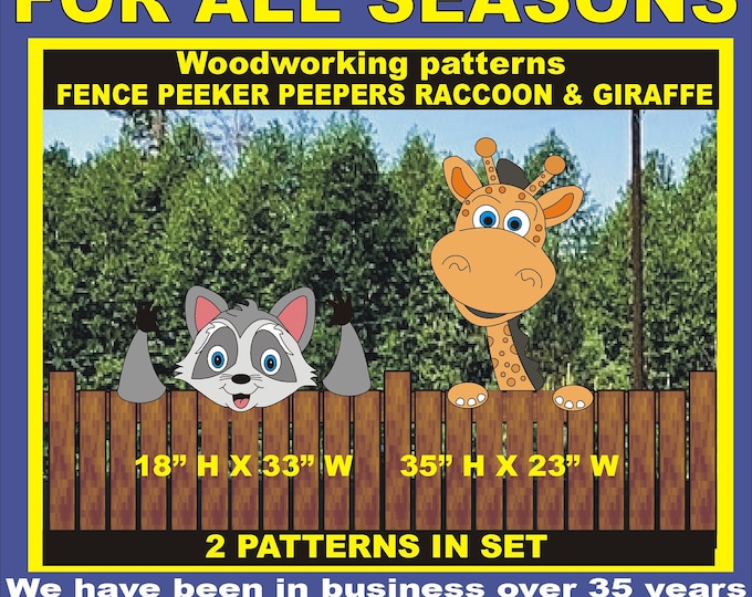 Fence Peeker Peepers SITTERS Raccoon & Giraffe , Barn Farm Woodworking ...