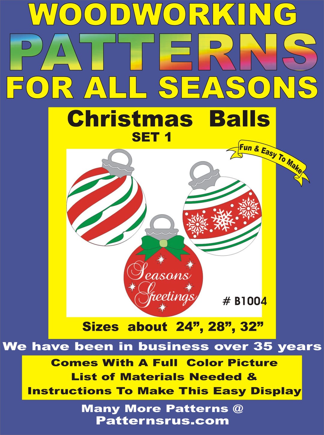 Christmas Balls SET 1, 3 in Set Christmas Woodworking Pattern Yard Art ...