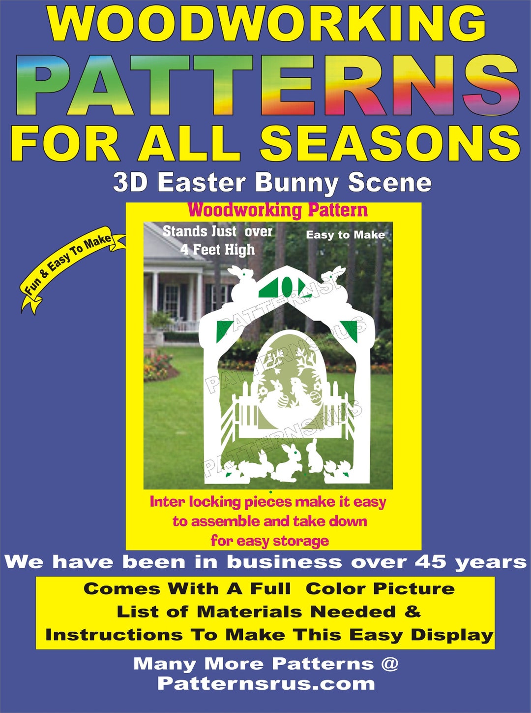 3D Easter Bunny Scene About 4 Ft Highyard Art Woodworking Pattern, Yard ...
