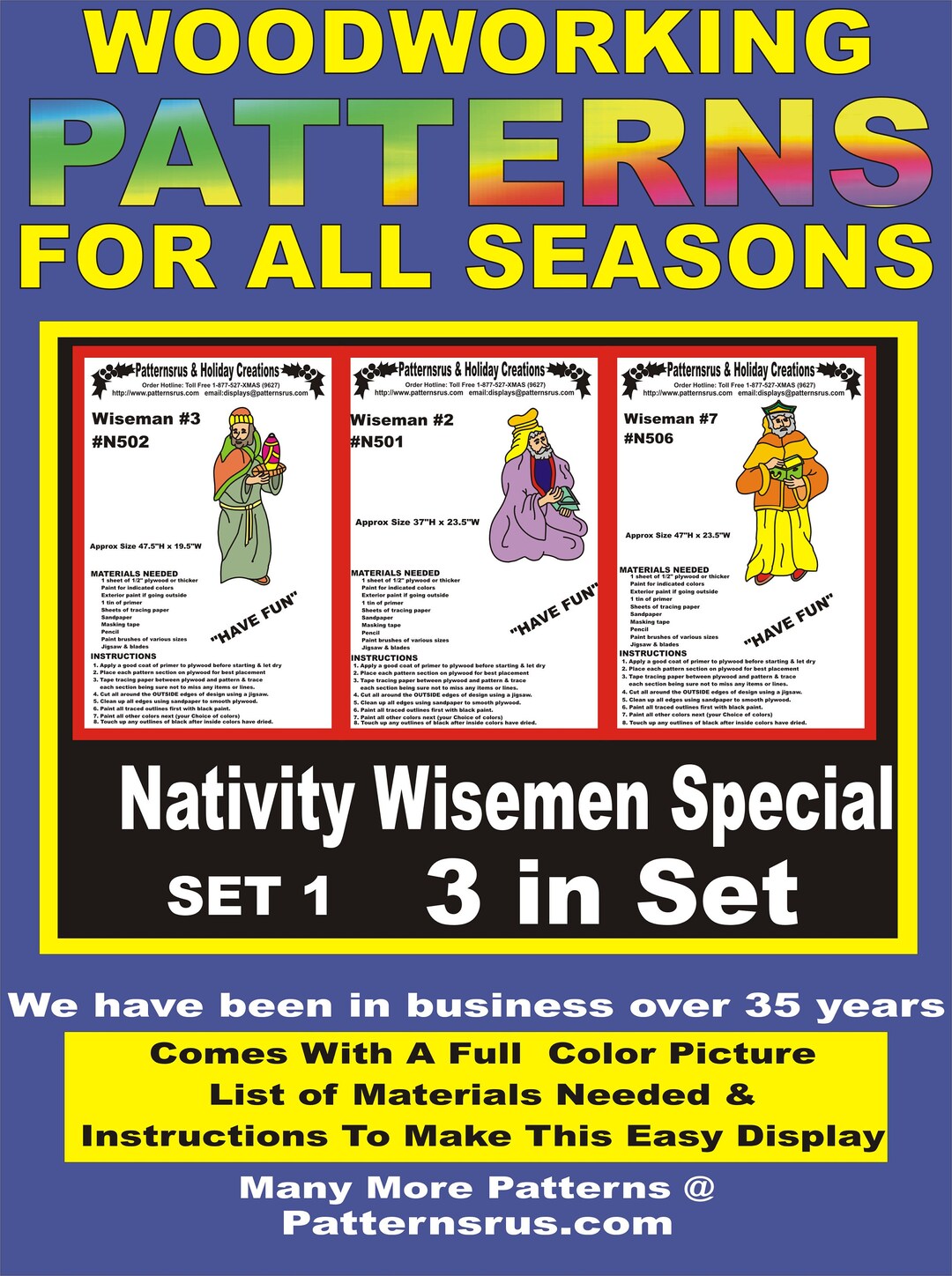 Nativity Christmas Special SET 1 N501 N502 N506 Woodworking Pattern 3 Patterns in Set Yard Art ...