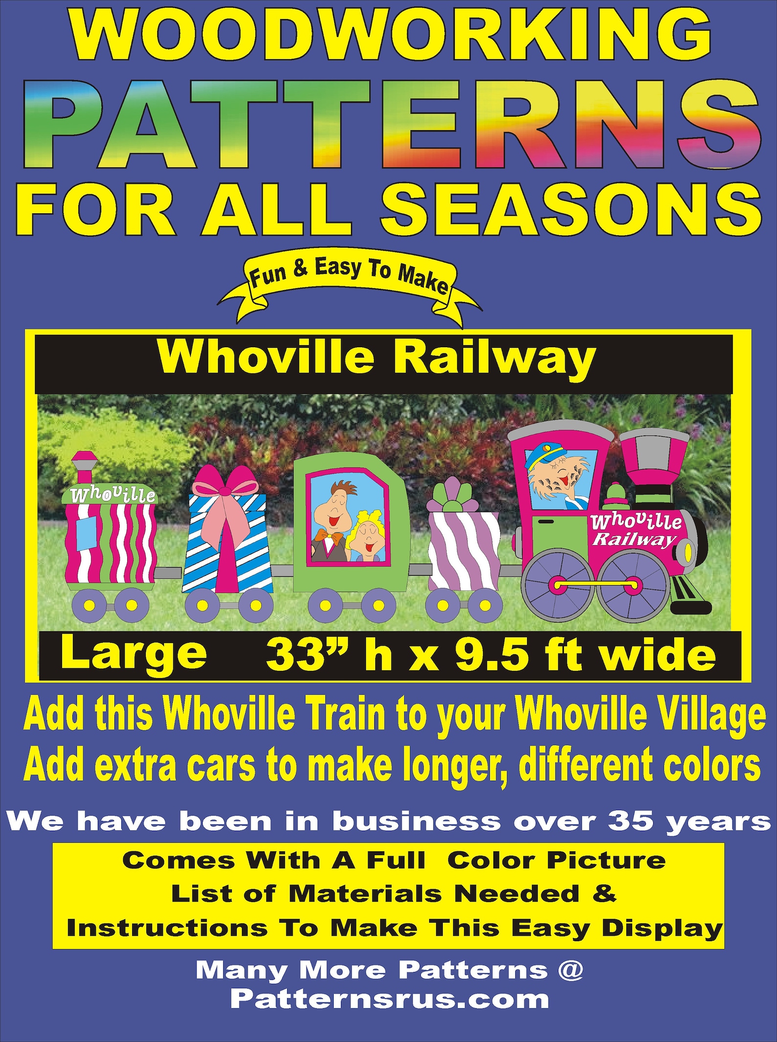 Whoville Railway Train Large 5 Patterns in Set Christmas - Etsy