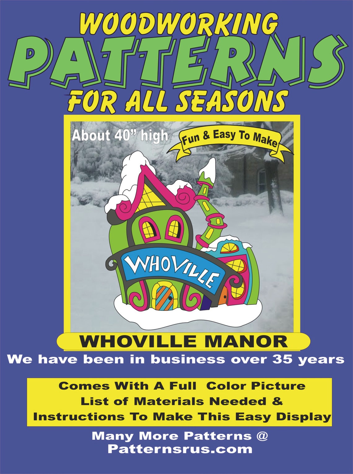 Whoville Manor Christmas Woodworking Pattern, About 35" W X 40 " High ...