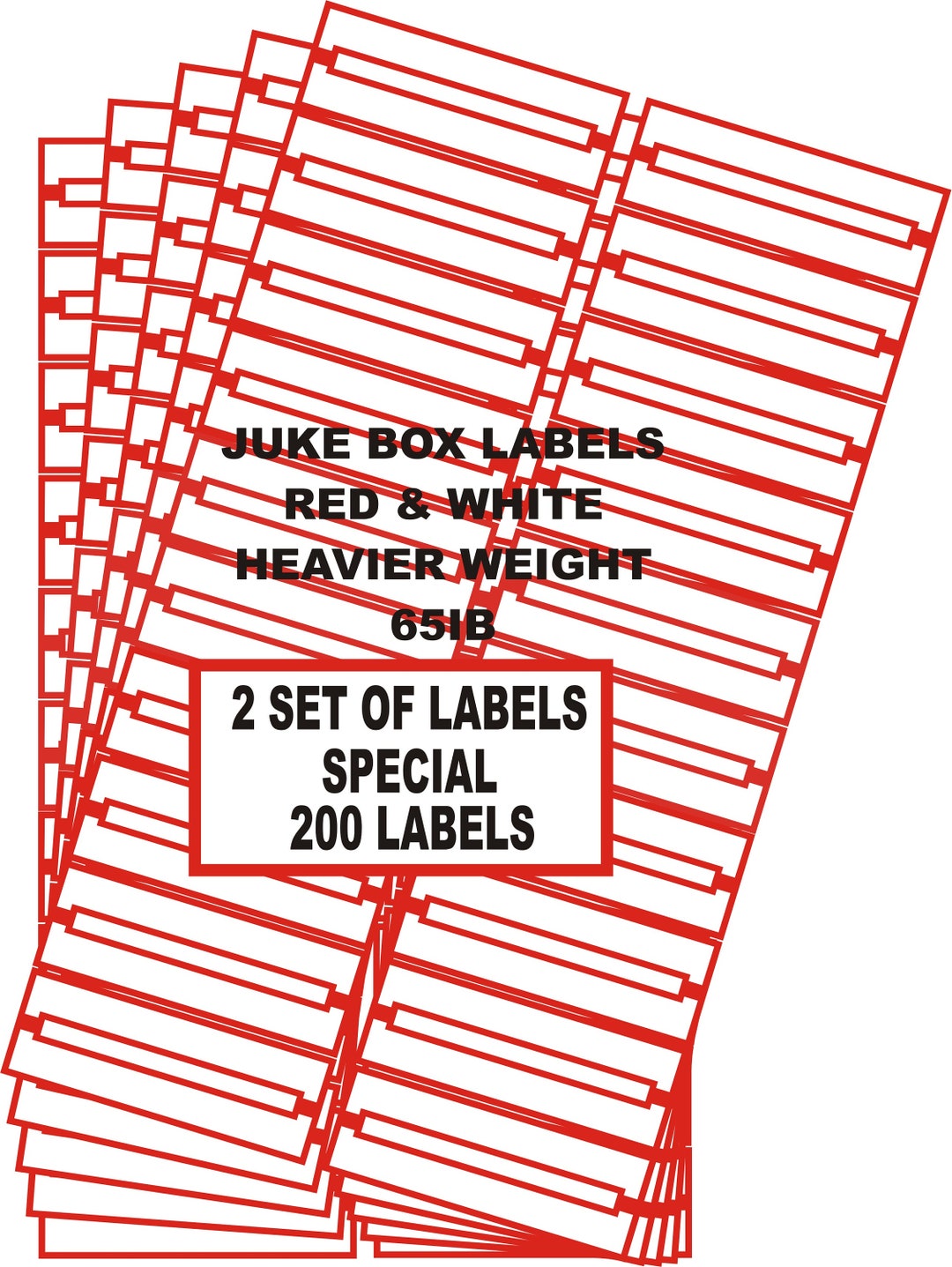 Juke Box Labels RED & WHITE (SPECIAL 2 Sets) Heavier Bond 65 Ib ...