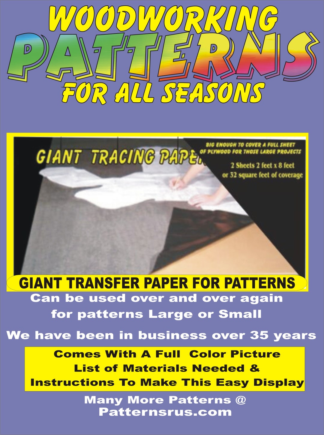 TRANSFER Tracing Paper Giant for Large and Small Woodworking and Yard ...