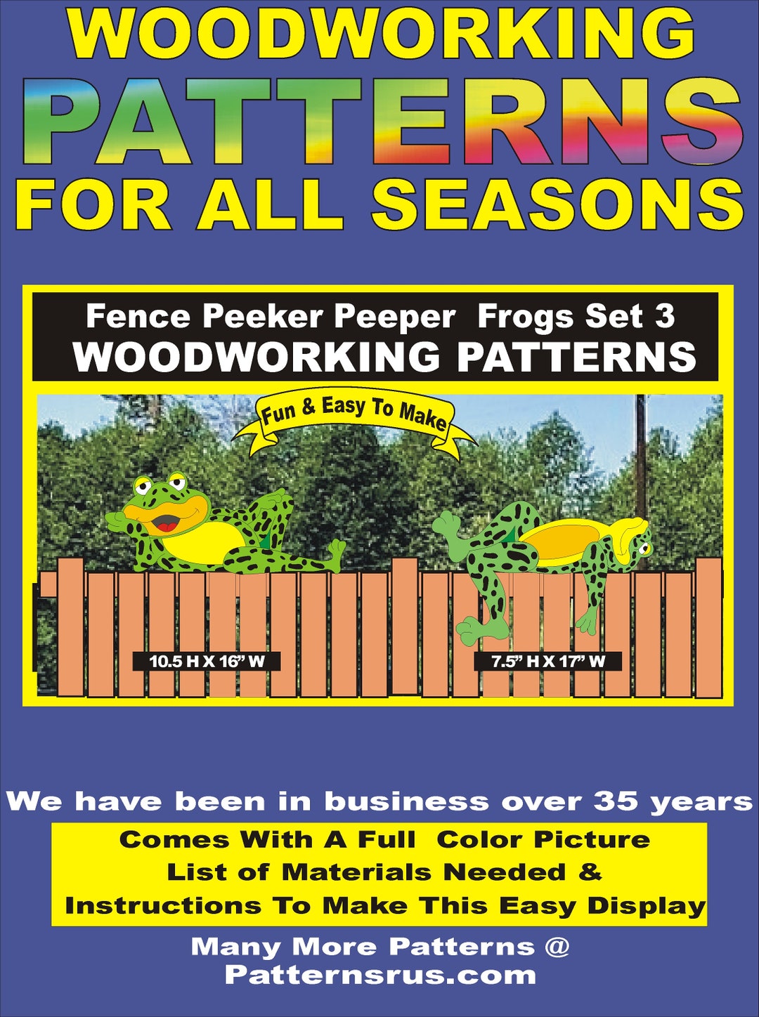 FROGS Fence Peeker Peepers Fence Sitters Woodworking Pattern 2 Patterns ...