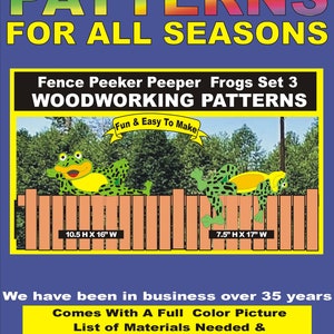 FROGS Fence Peeker Peepers Fence Sitters Woodworking Pattern 2 Patterns ...