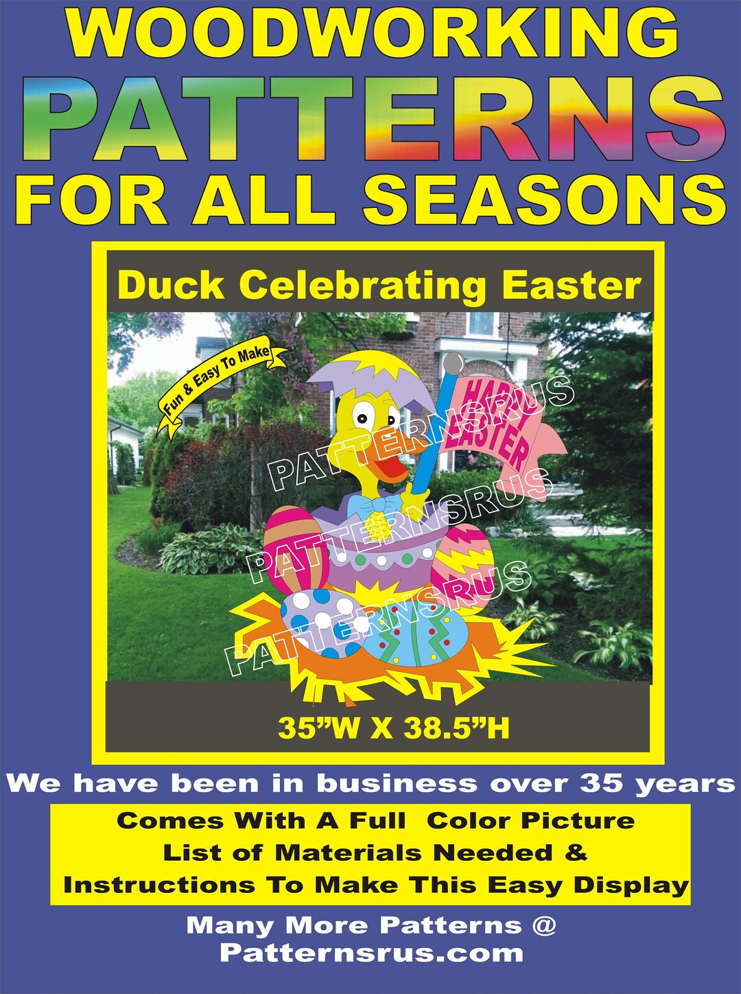 Duck Celebrating Easteryard Art Woodworking Pattern Patternsrus - Etsy