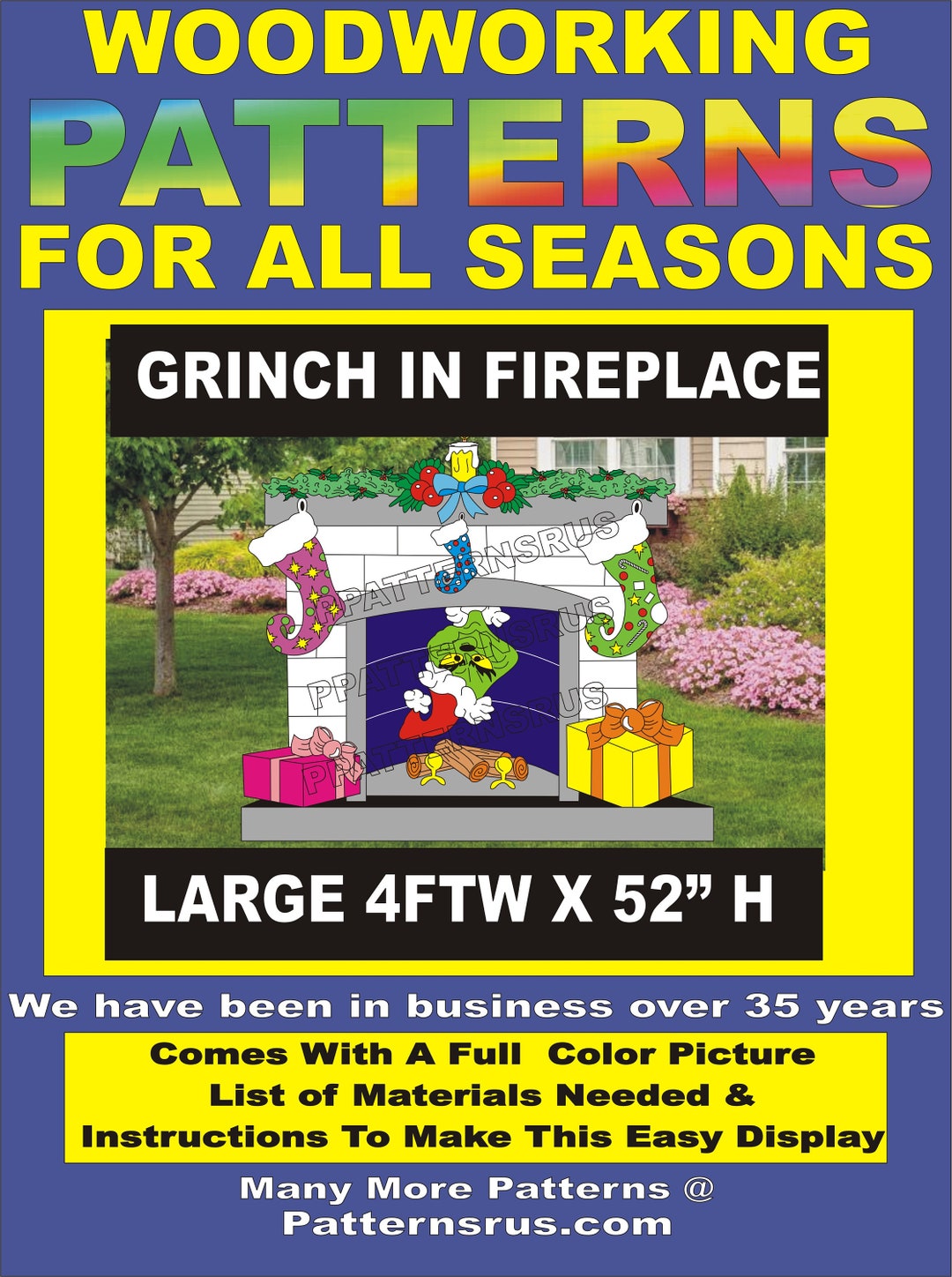Grinch in Fireplace Large Woodworking Pattern Christmas Yard Art by ...