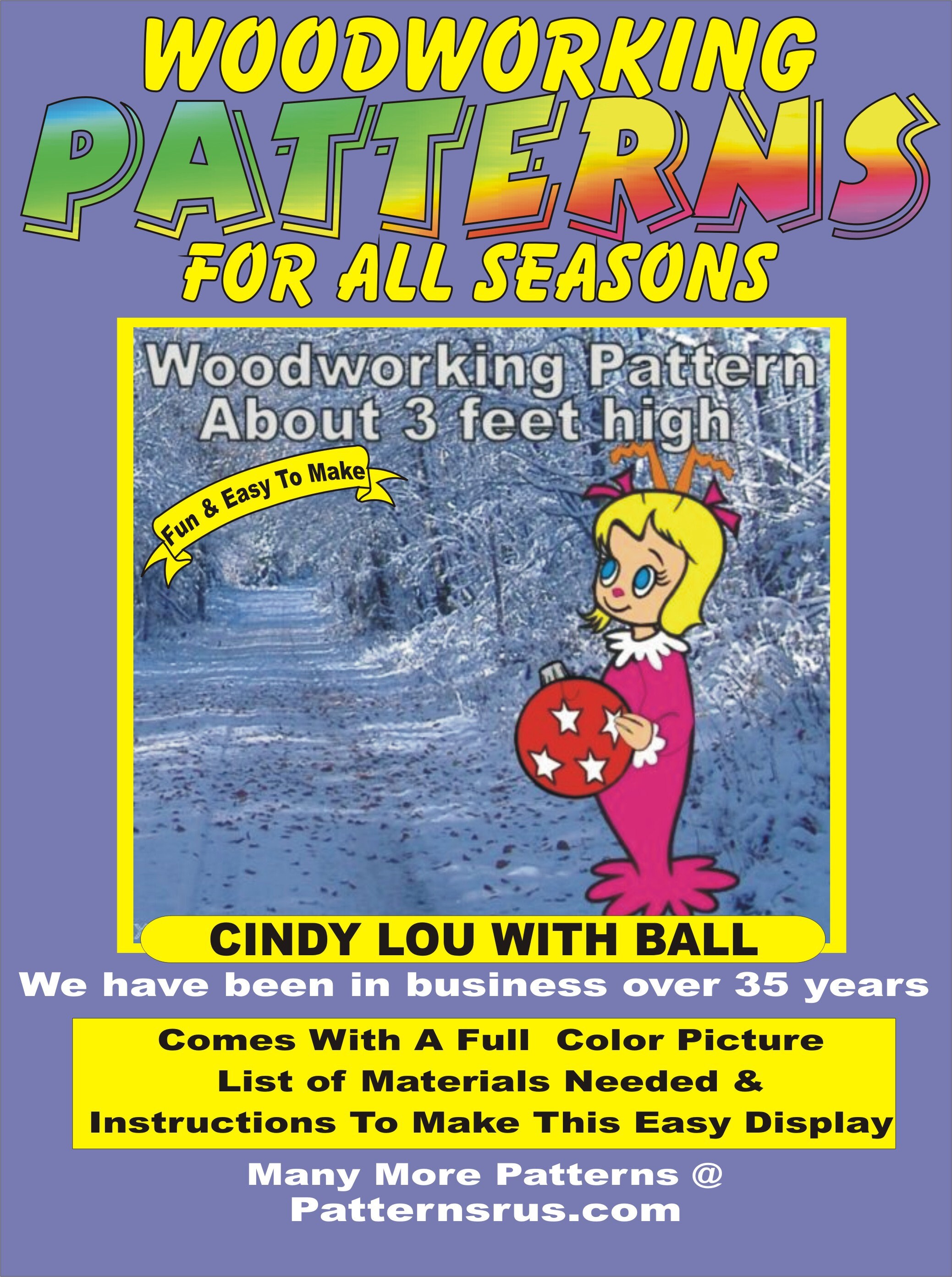 CINDY LOU With Ball Whoville Woodworking Pattern Yard Art by ...
