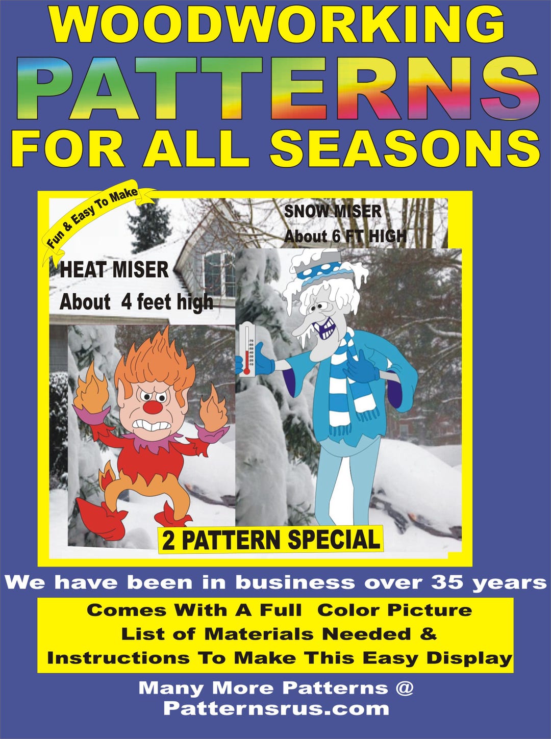 Snow and Heat Miser Woodworking Pattern 4 and 6 Feet High Yard Art by ...