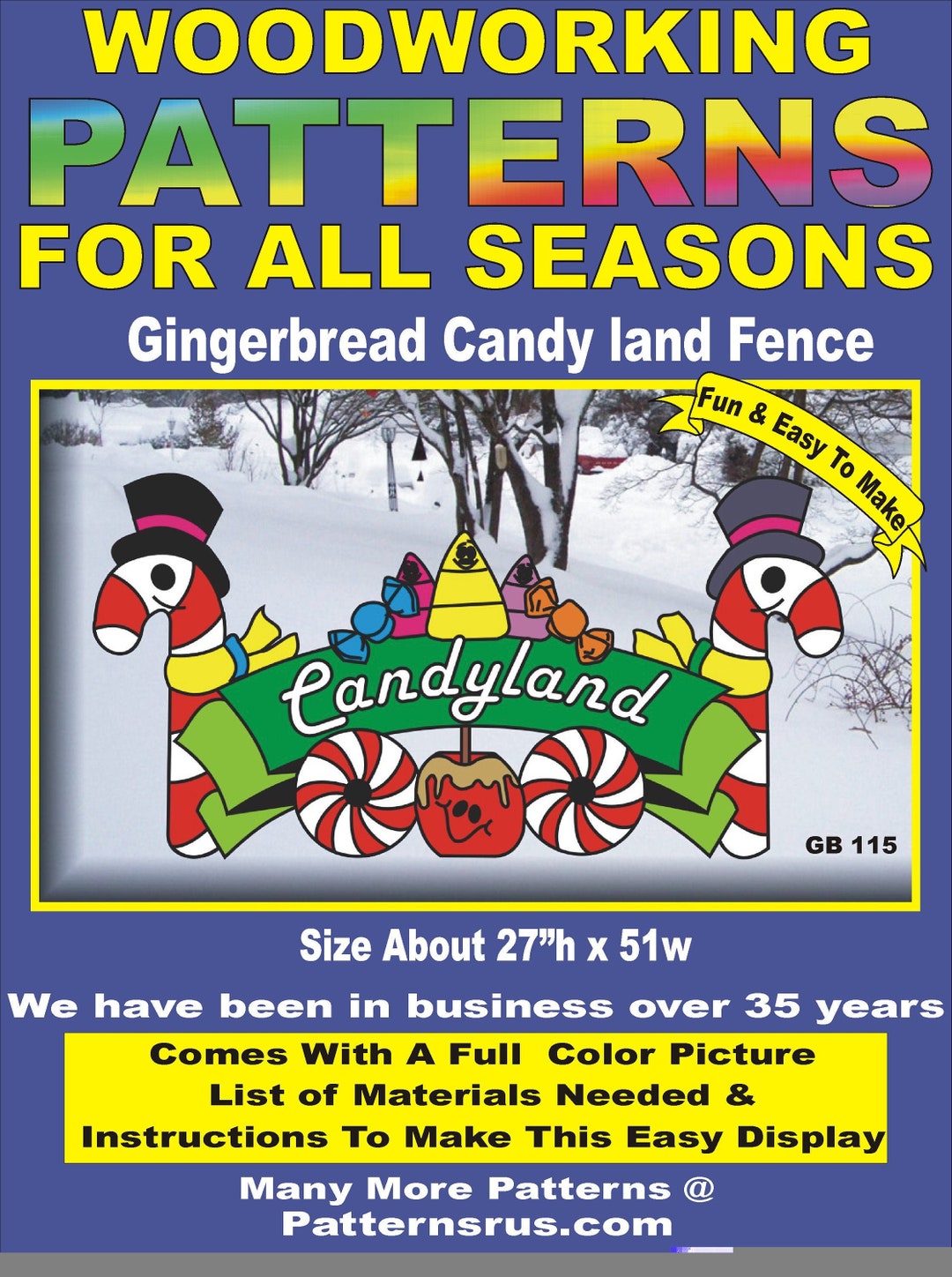 Gingerbread Candy Land Fence Woodworking Pattern About 27 H X 51 W Yard ...