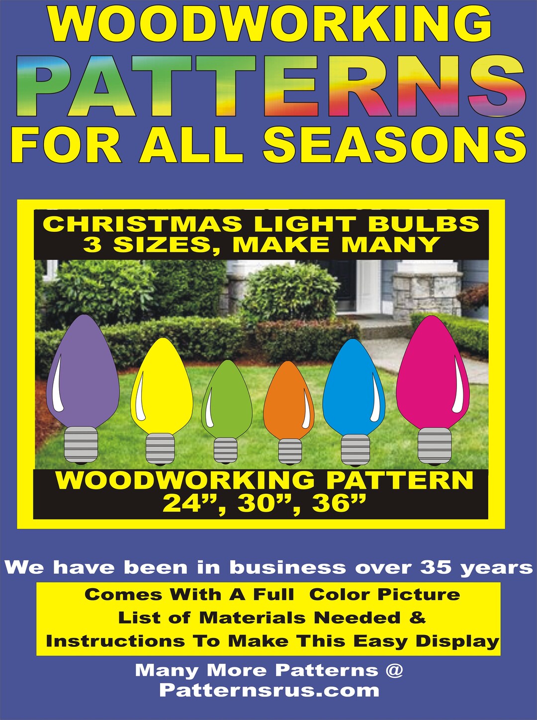 Christmas Light Bulbs Woodworking Pattern Yard Art 3 Different Sizes by ...