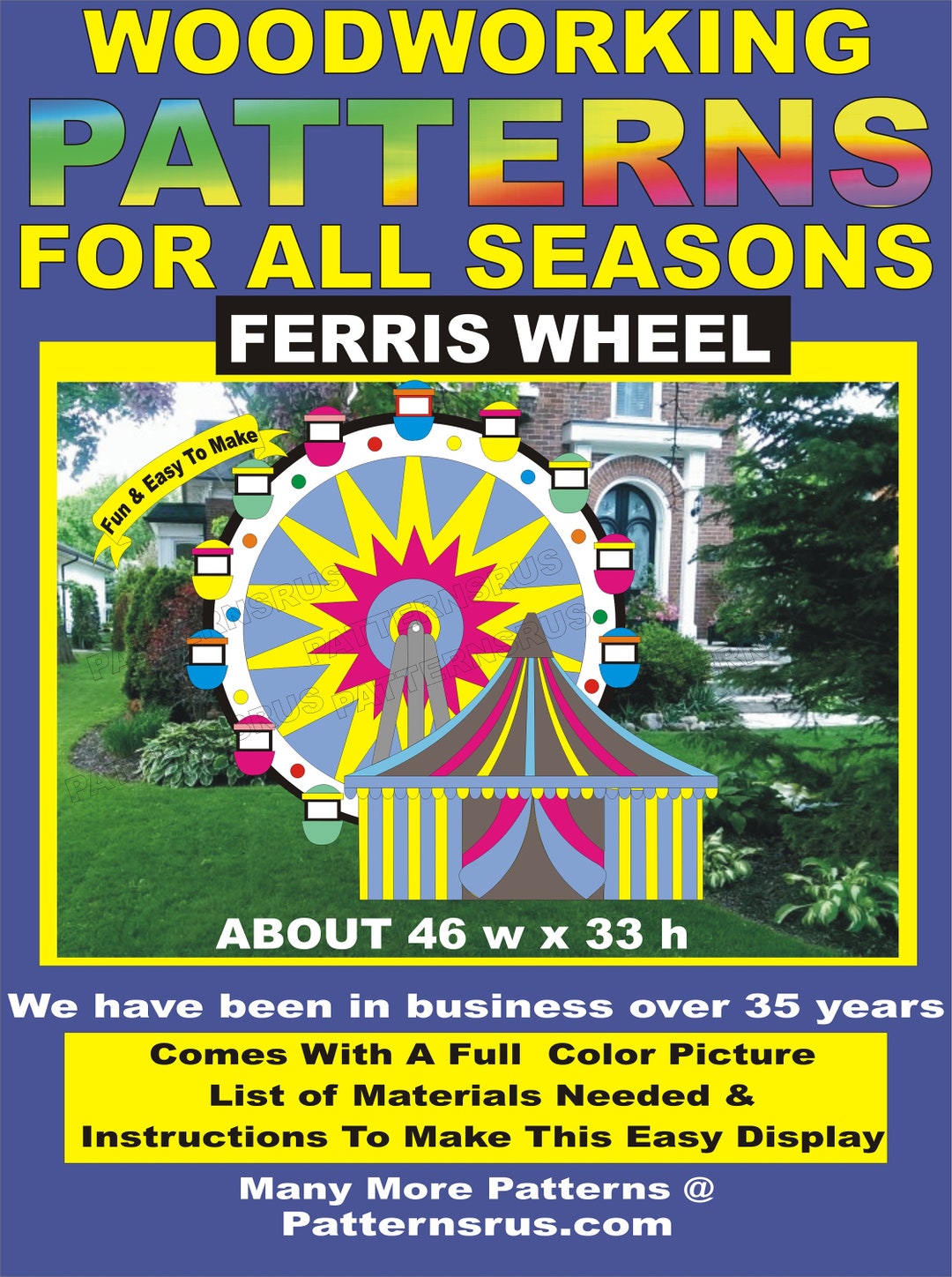 Funtown Ferris Wheel Woodworking Pattern 46w X 33 H Yard Art by ...
