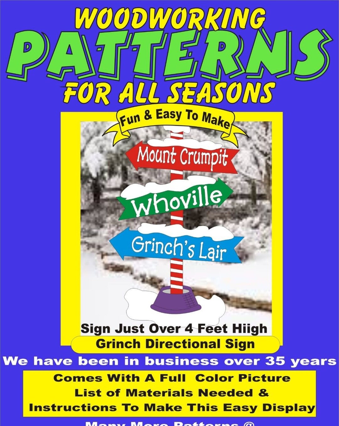 GRINCH Directional Sign Woodworking Pattern 50" H X 32" W Yard Art by ...