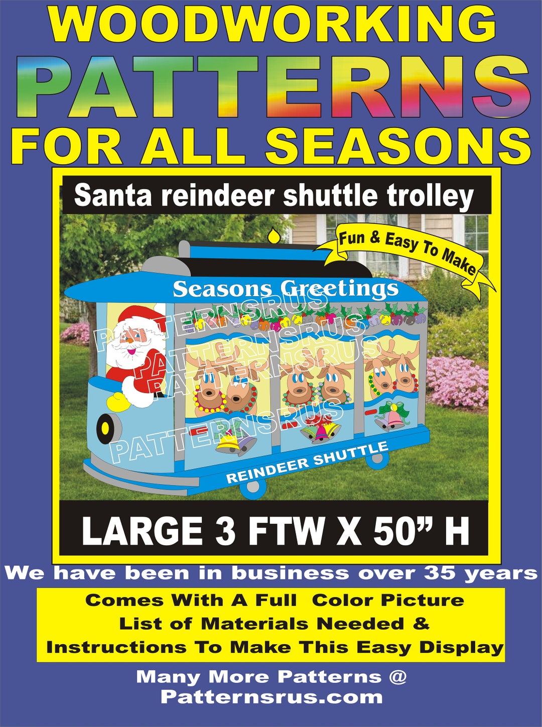 Santa Reindeer Shuttle Trolley WOODWORKING 2 Patterns in Set Yard Art ...