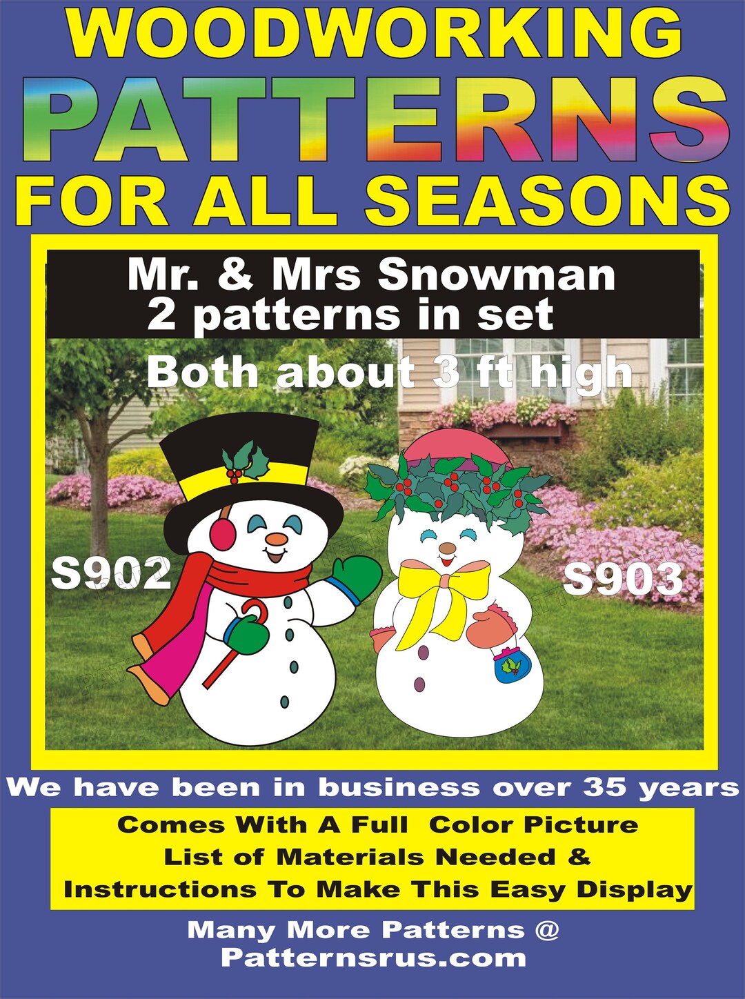 Mr & Mrs SNOWMAN Woodworking Pattern S902 S903 YARD ART by Patternsrus ...