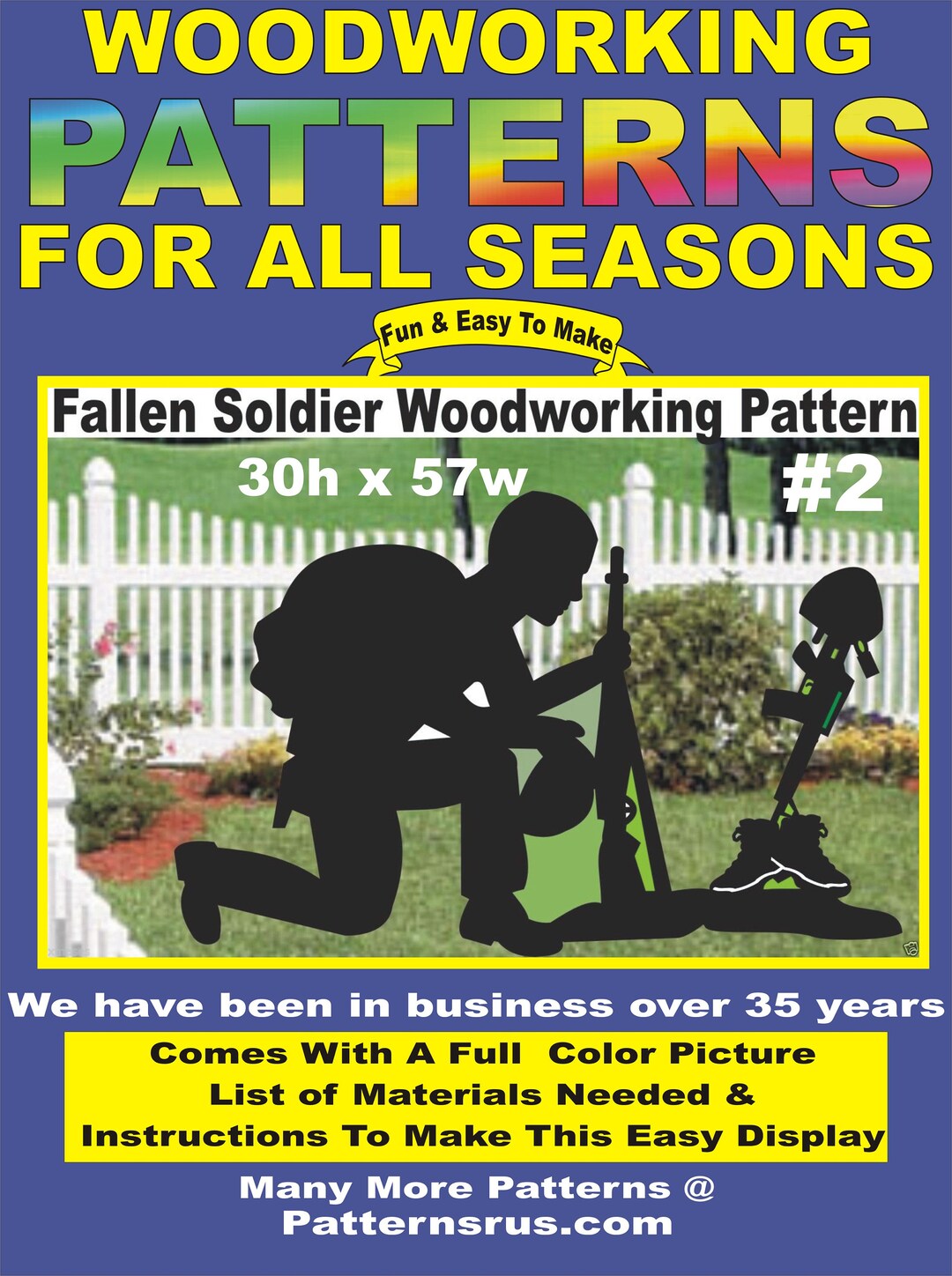 Woodworking Pattern, Fallen Soldier #2 Plan, , Yard Art Craft Decor ...