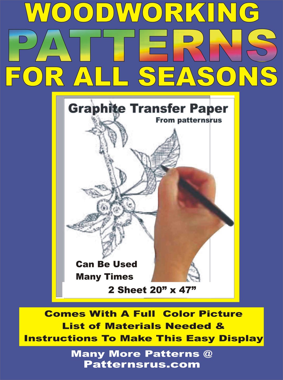 Transfer Paper Woodworking 2 Sheets 20" X 47" Use Many Times Tracing ...