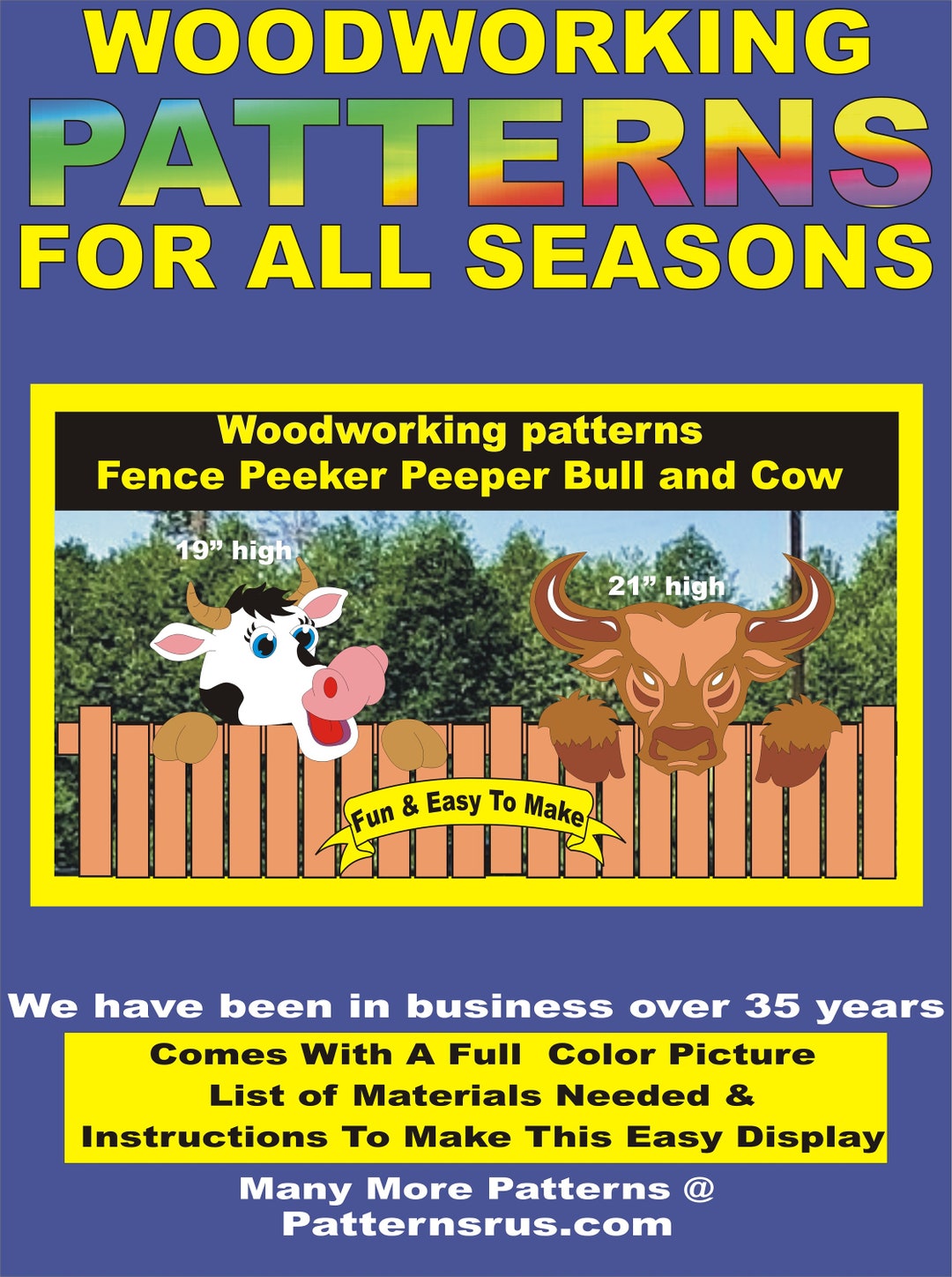 Fence Peeker Peepers SITTERS Bull and Cow, Barn Farm Woodworking ...