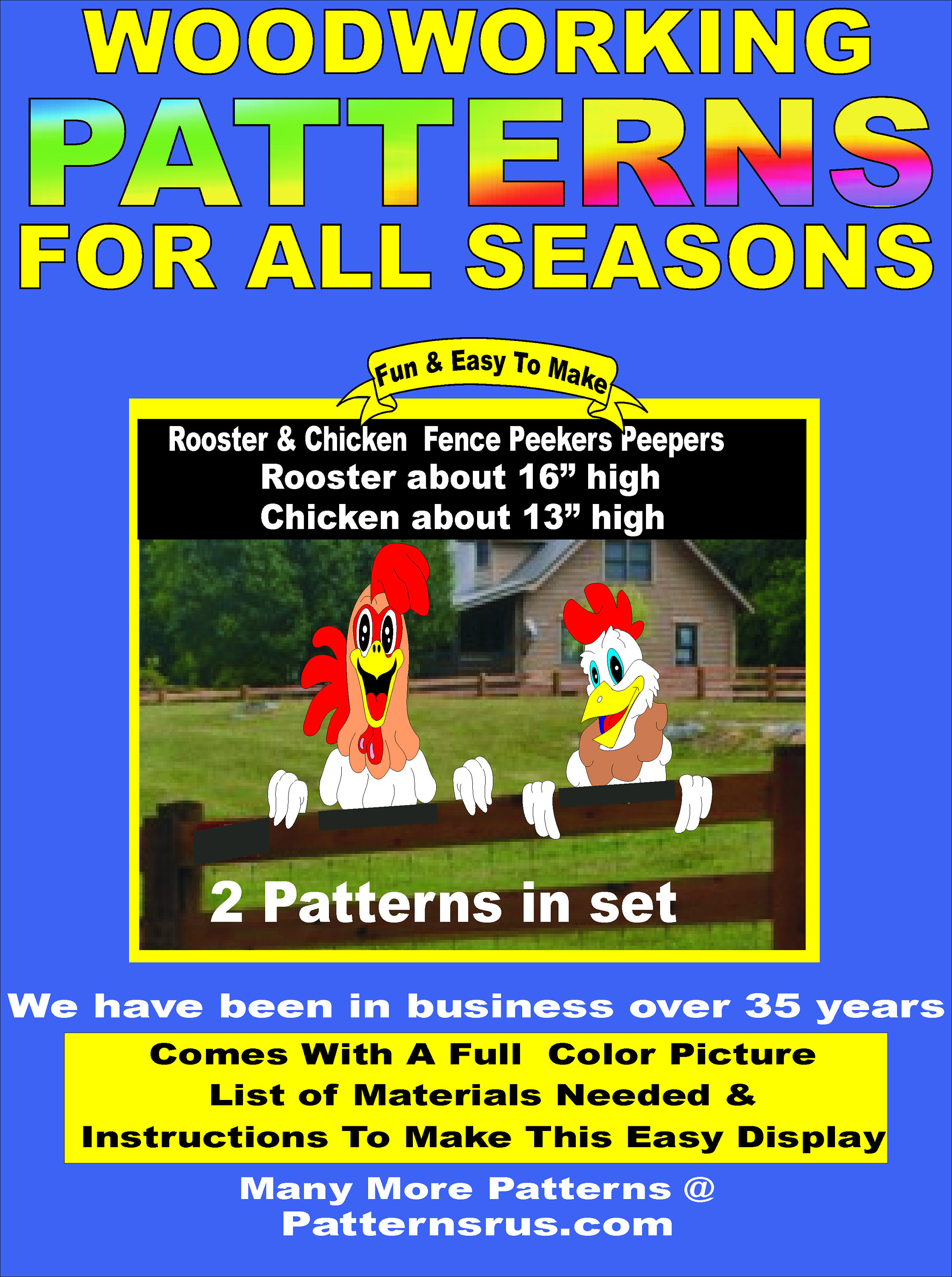 Fence Peeker Peepers SITTERS Chicken & Rooster , Barn Farm Woodworking ...