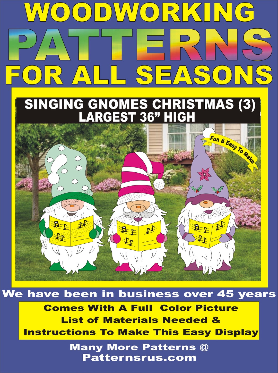 Singing GNOMES Christmas Woodworking Pattern Largest About 36" High ...