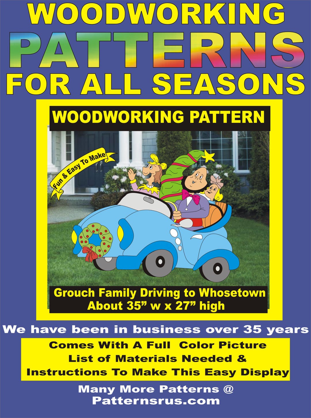 GROUCH FAMILY Driving to Whosetown Christmas Woodworking Pattern, Yard ...