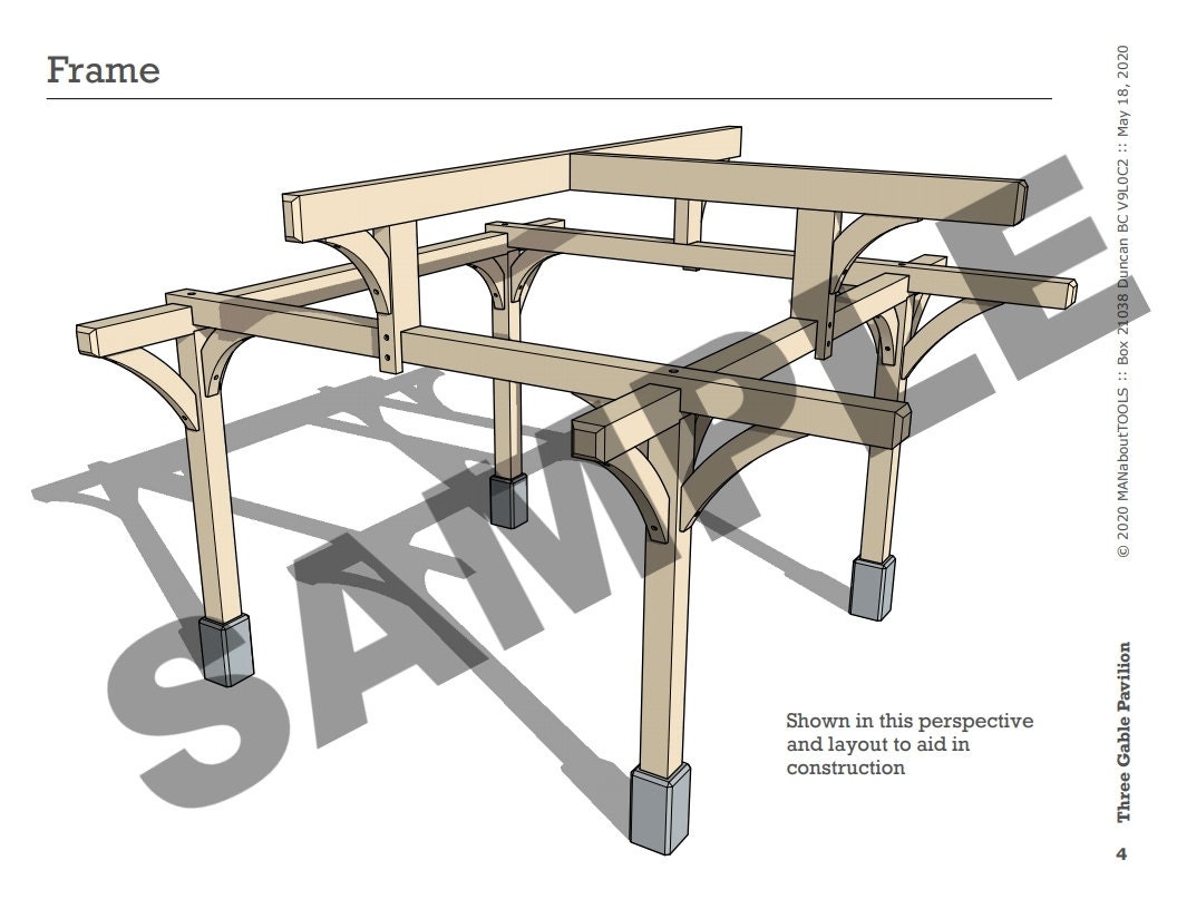Three Gable Timber Frame Style Pavilion Plan - Etsy