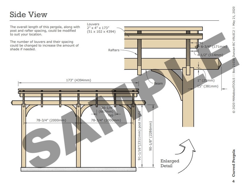 Curved Rafter Pergola Plan - Etsy