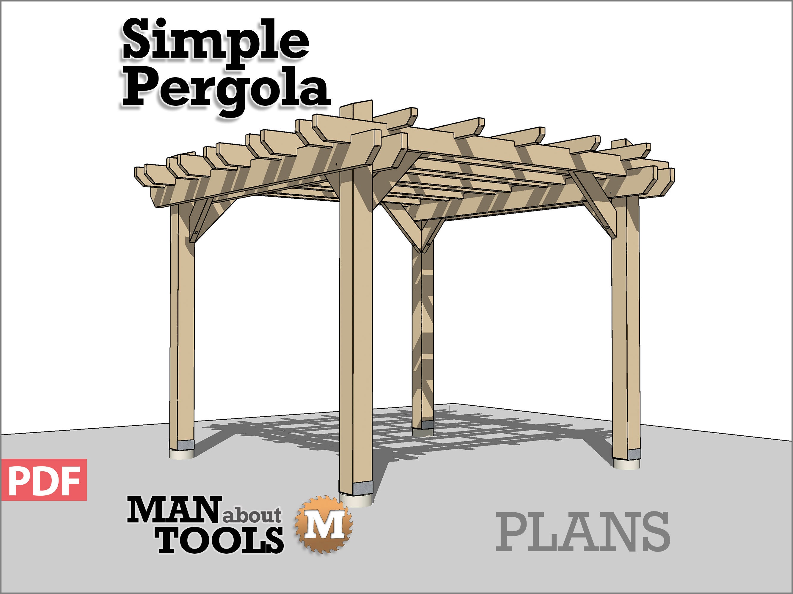 Simple Cedar Pergola Plan - Etsy