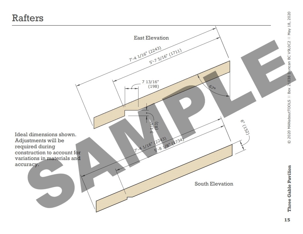 Three Gable Timber Frame Style Pavilion Plan - Etsy