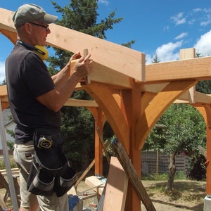 Three Gable Timber Frame Style Pavilion Plan - Etsy