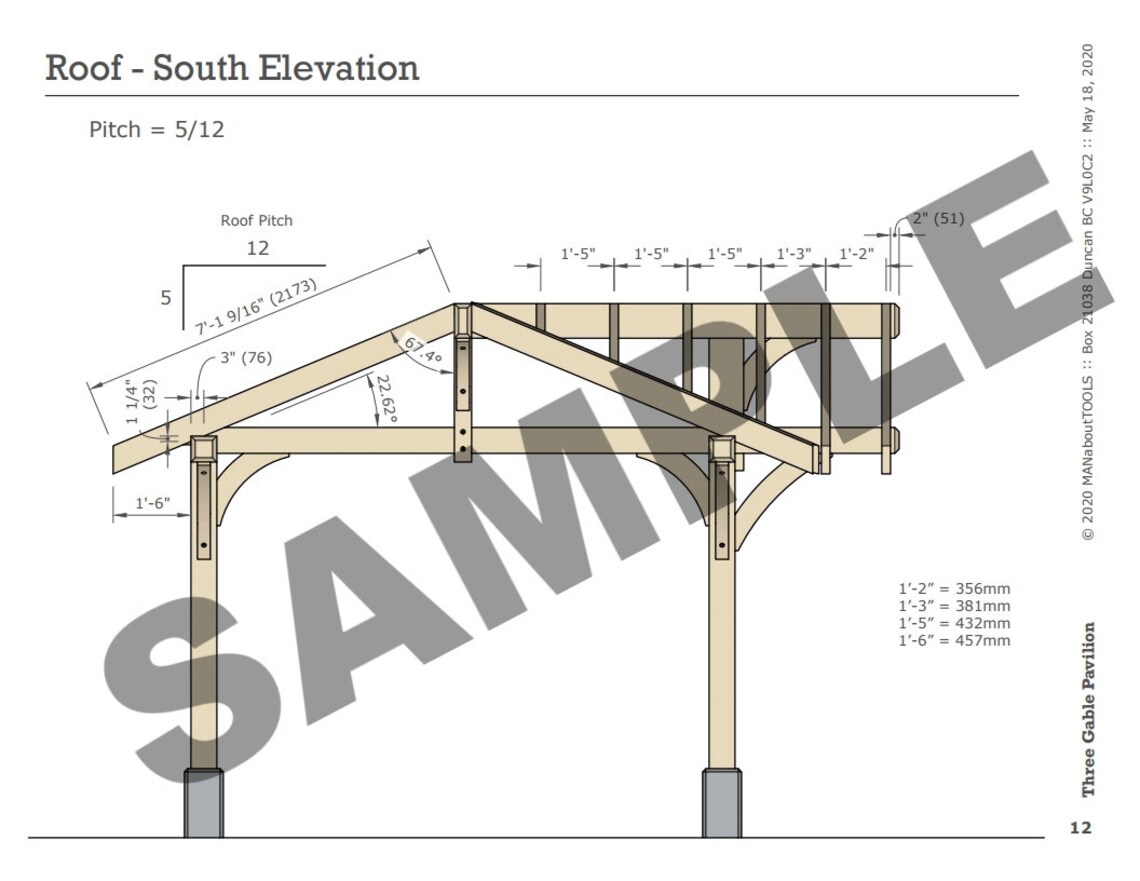 Three Gable Timber Frame Style Pavilion Plan - Etsy