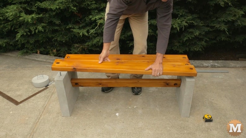 Concrete & Cedar Garden Bench Plan - Etsy