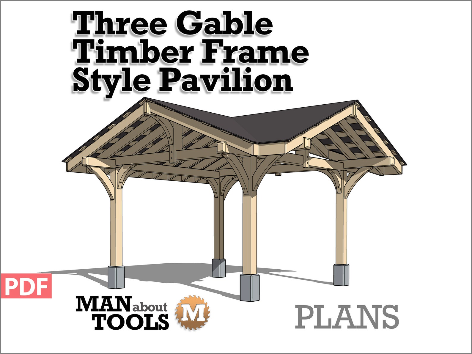 Three Gable Timber Frame Style Pavilion Plan - Etsy