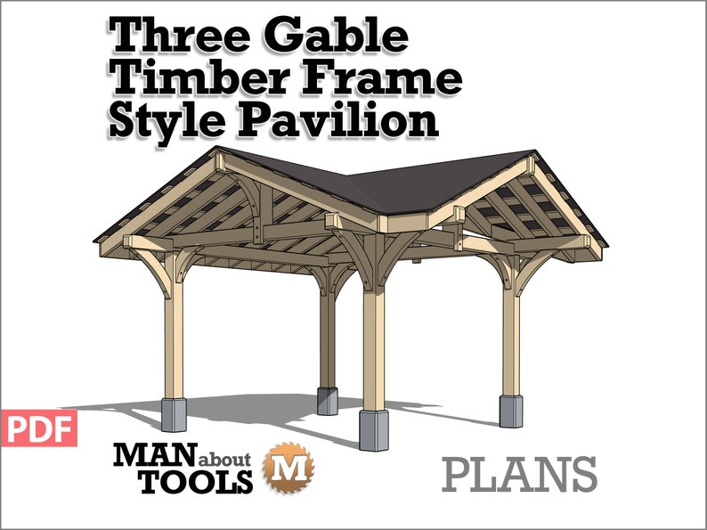 Three Gable Timber Frame Style Pavilion Plan - Etsy