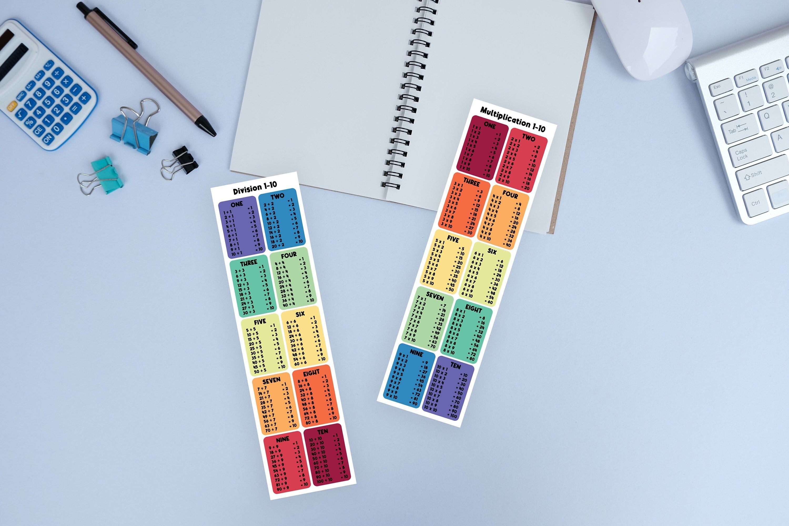1-10 Multiplication & Division Table Student Bookmarks Double Sided ...