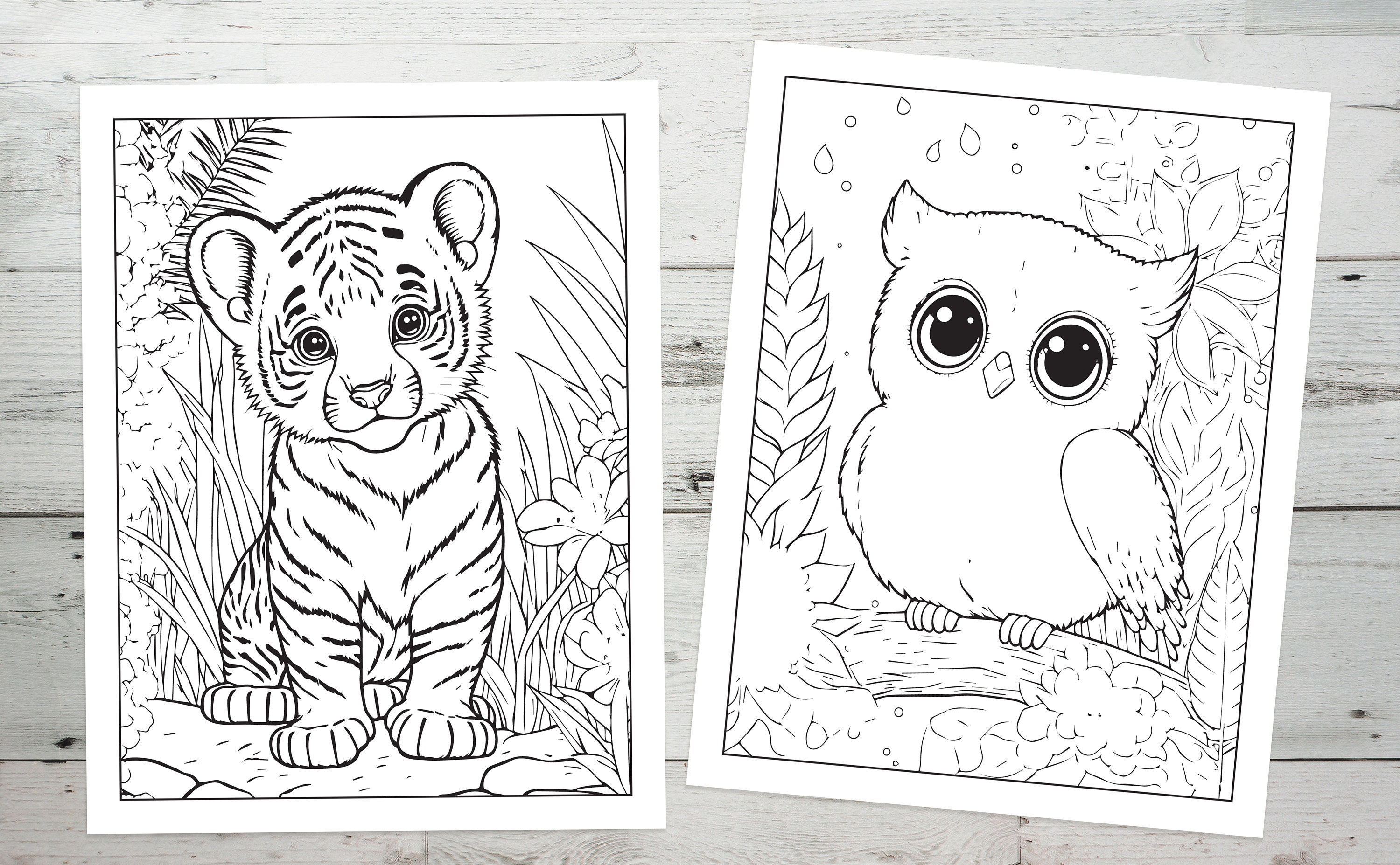 35 Assorted Cute Baby Animal Coloring Pages for Kids & Adults - Etsy