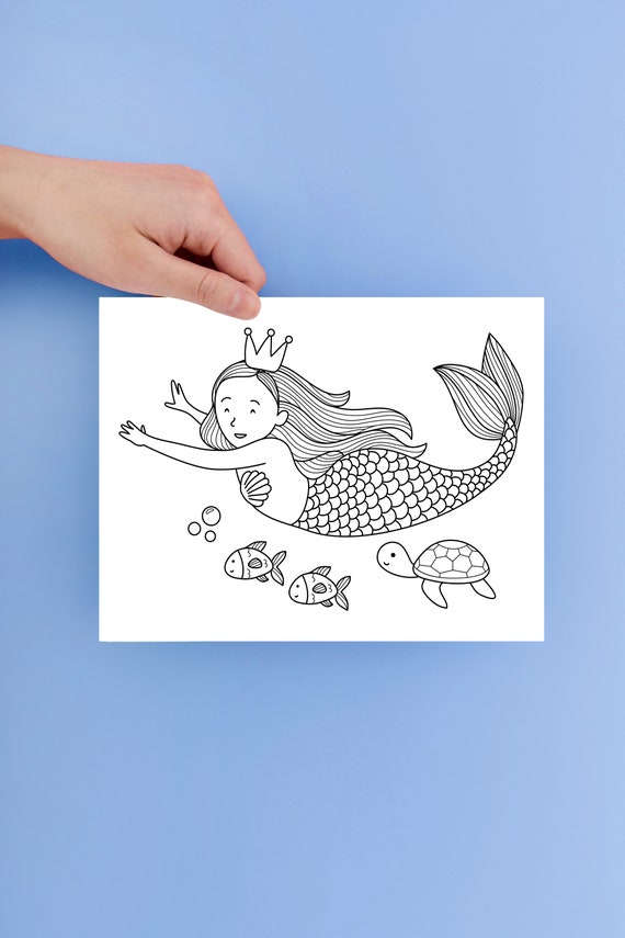 6 Mermaids & Mermen Coloring Pages for Kids or Adults Alike | Etsy