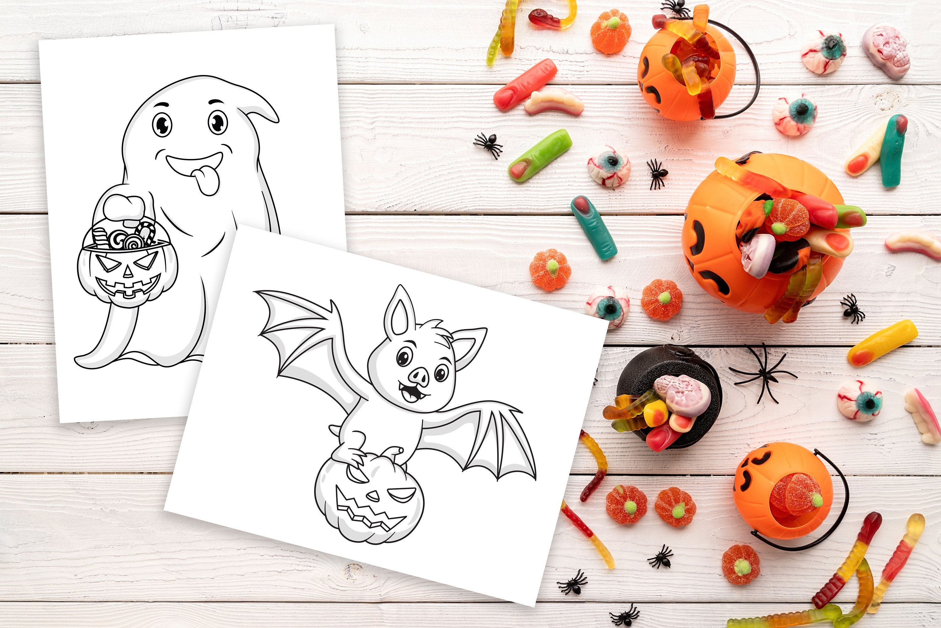 30 Cute Halloween Themed Coloring Pages for Kids DELUXE SET OF 30 ...