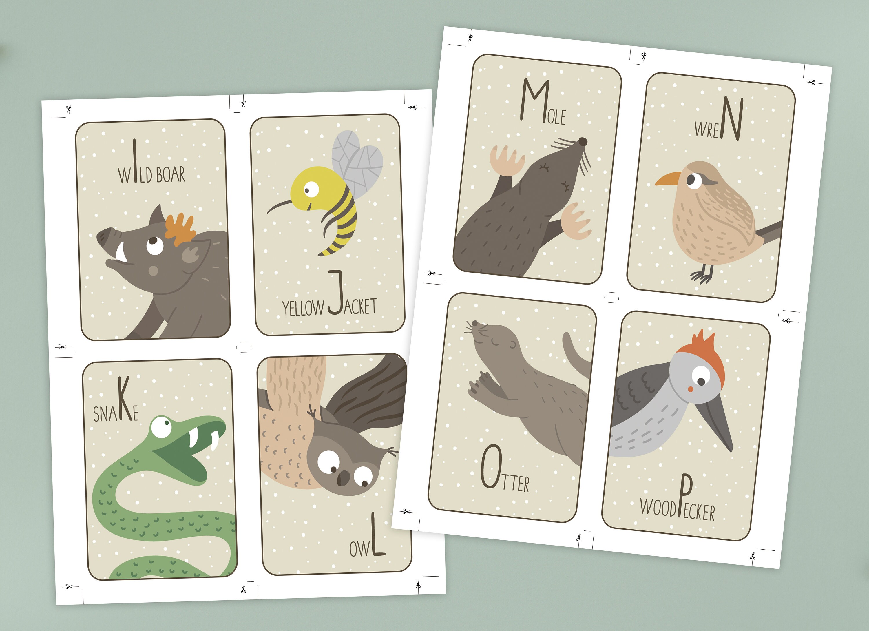 26 English Alphabet Woodland Forest Animal Themed Flashcards Activity ...