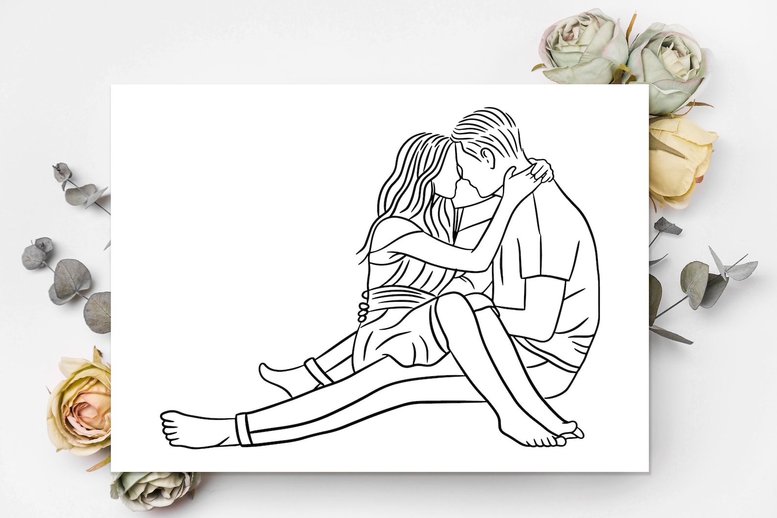 50 Couples in Love Coloring Pages for Adolescents or Adults Alike ...
