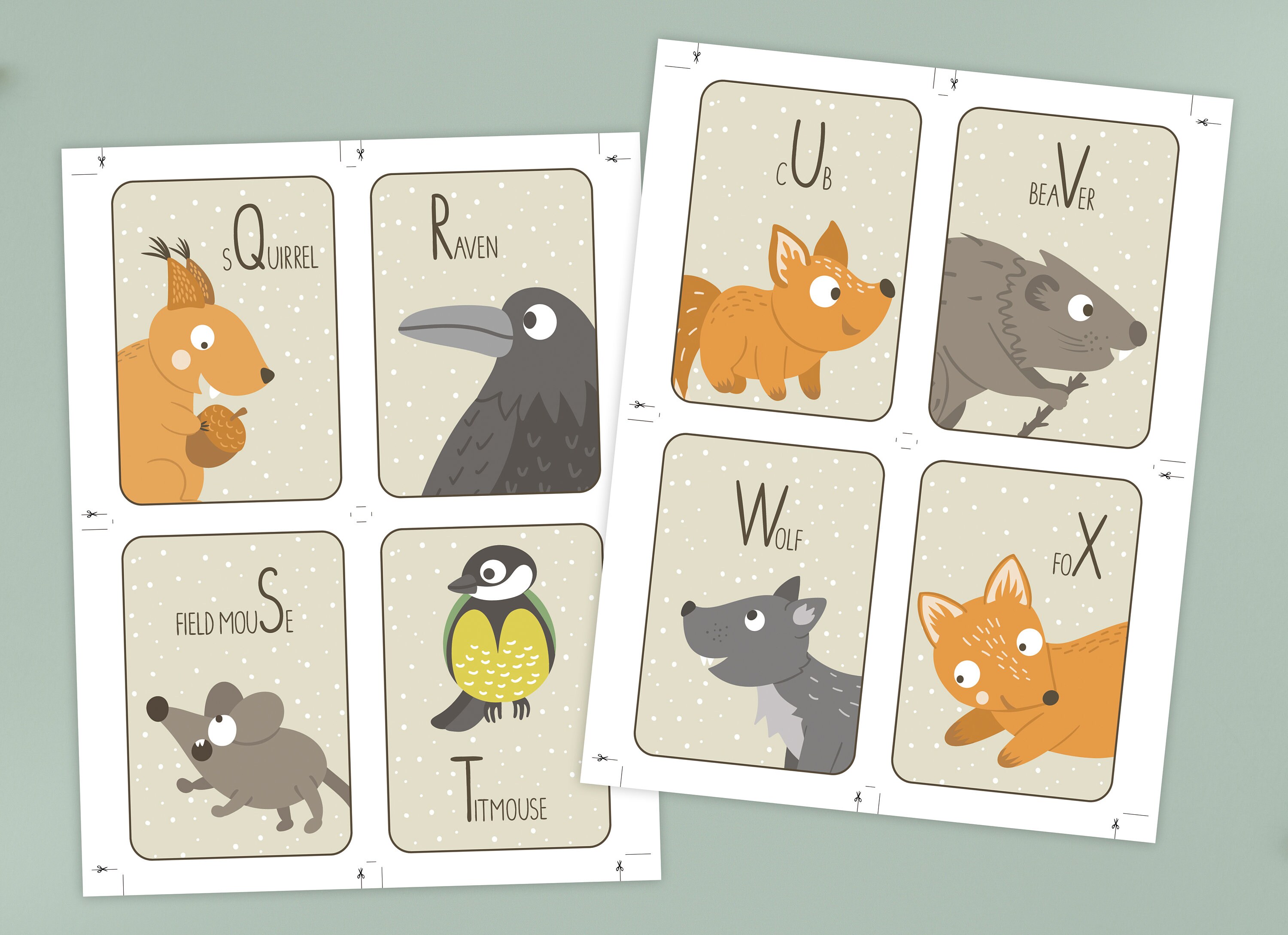 26 English Alphabet Woodland Forest Animal Themed Flashcards | Activity ...