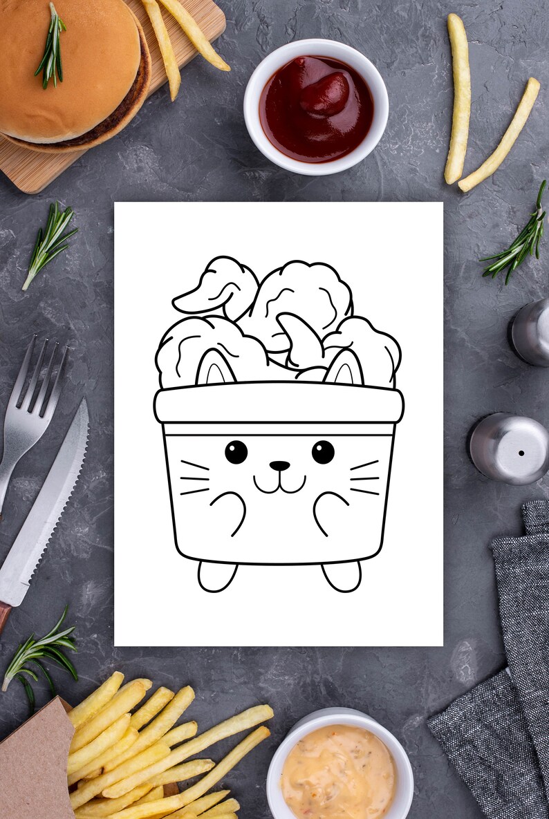 10 Adorable Food as Cats Coloring Pages for Kids or Adults Alike Unique ...