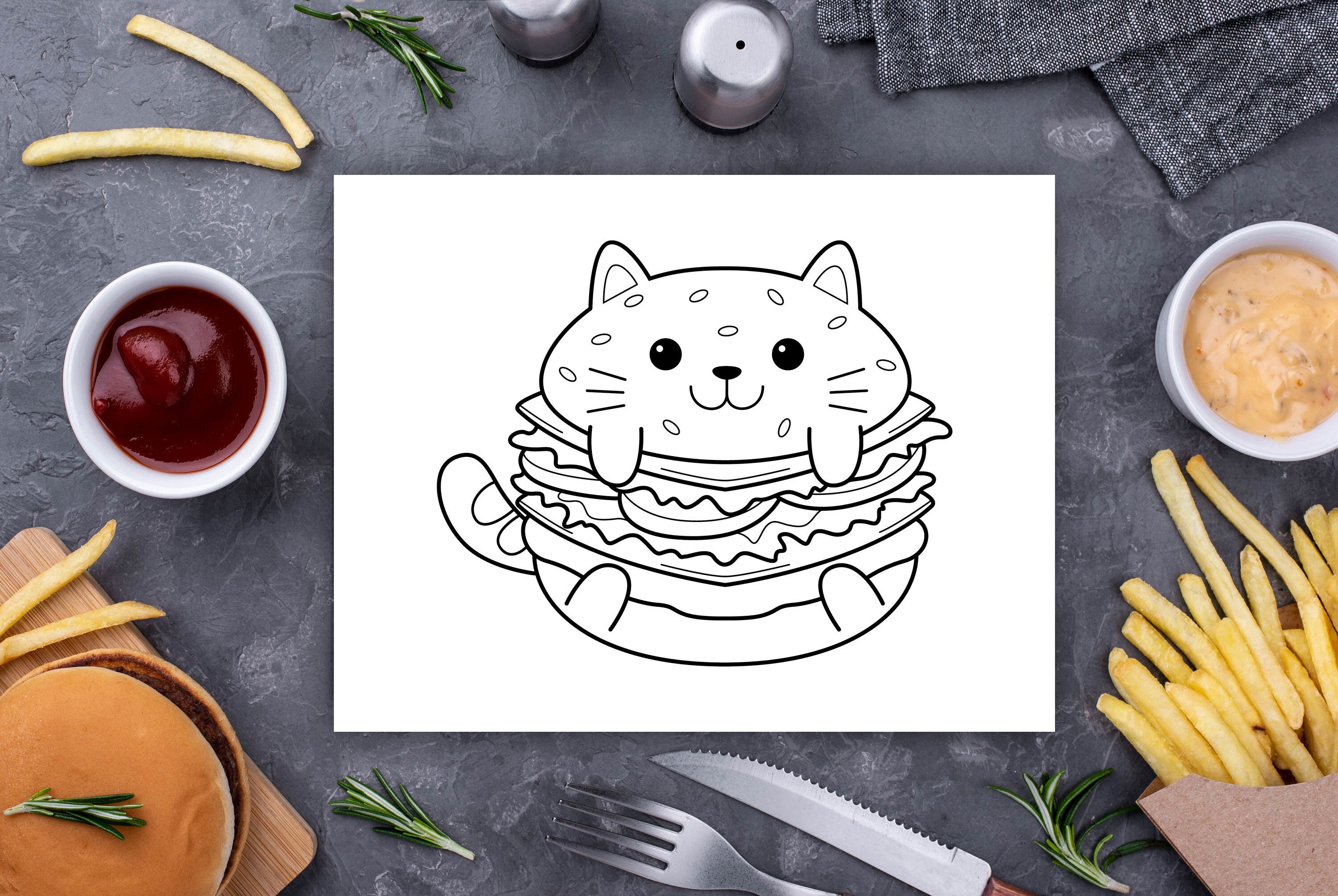 10 Adorable Food as Cats Coloring Pages for Kids or Adults Alike Unique ...