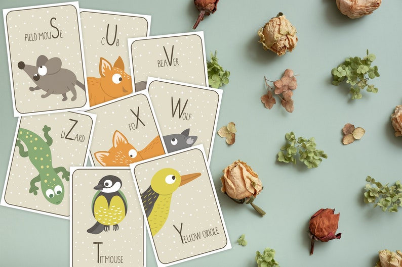 26 English Alphabet Woodland Forest Animal Themed Flashcards Activity ...