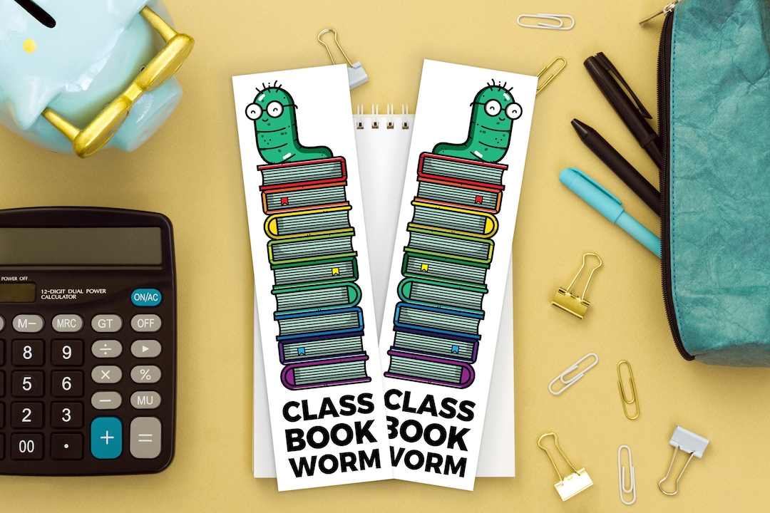 Printable Class Bookworm Student Bookmarks | Double Sided | Made for ...