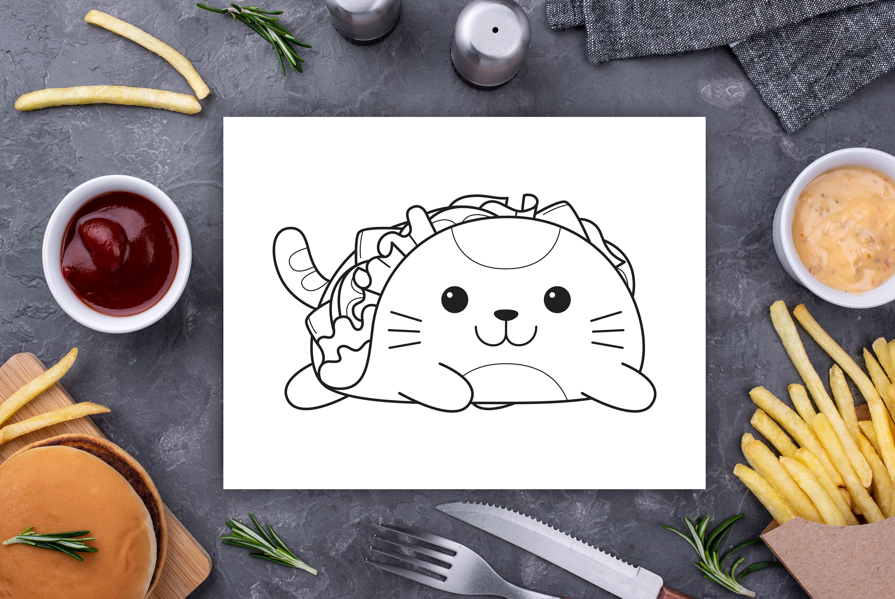 10 Adorable Food as Cats Coloring Pages for Kids or Adults Alike Unique ...
