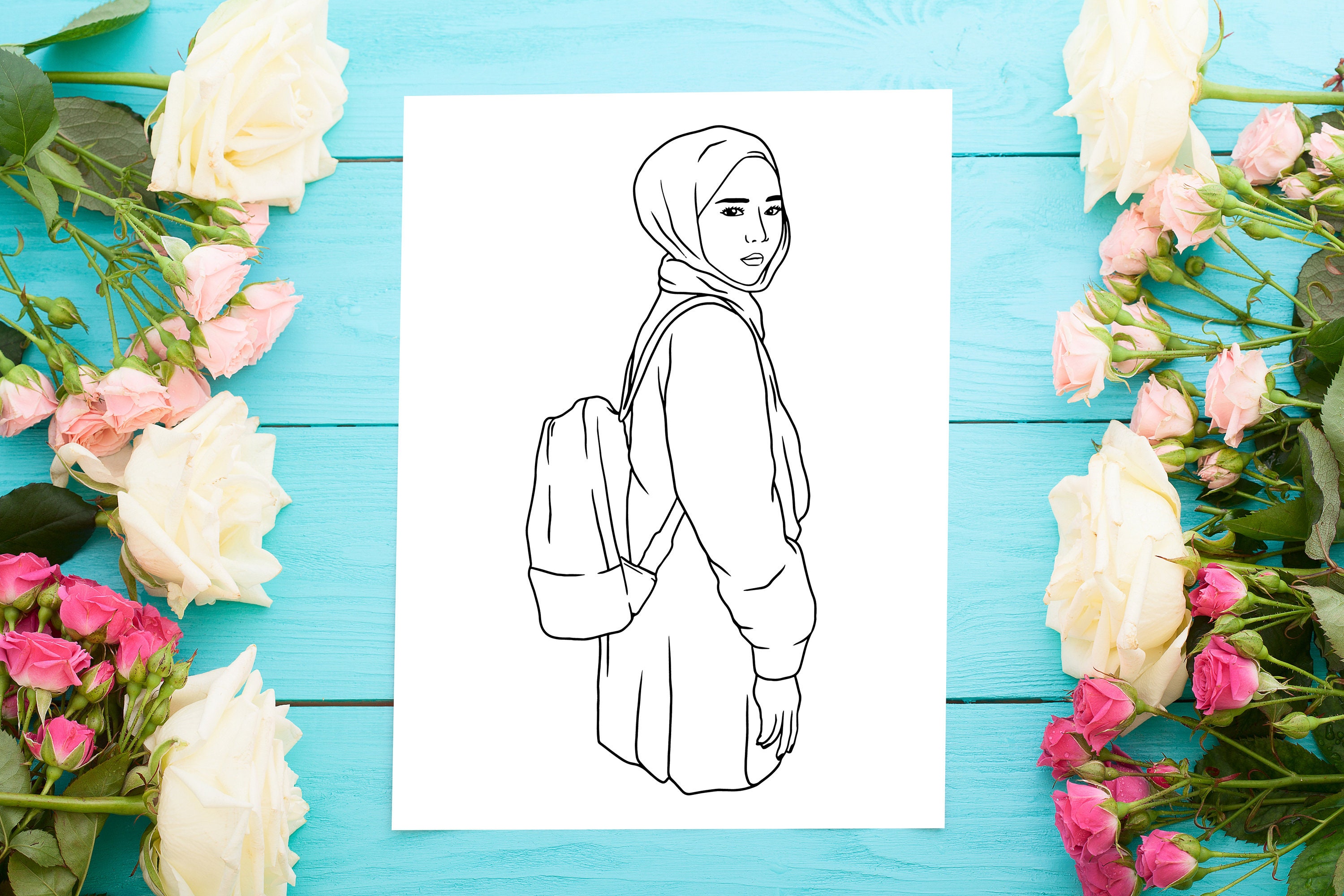 10 Hijabi Women Coloring Pages for Teens or Adults Alike Inclusive ...